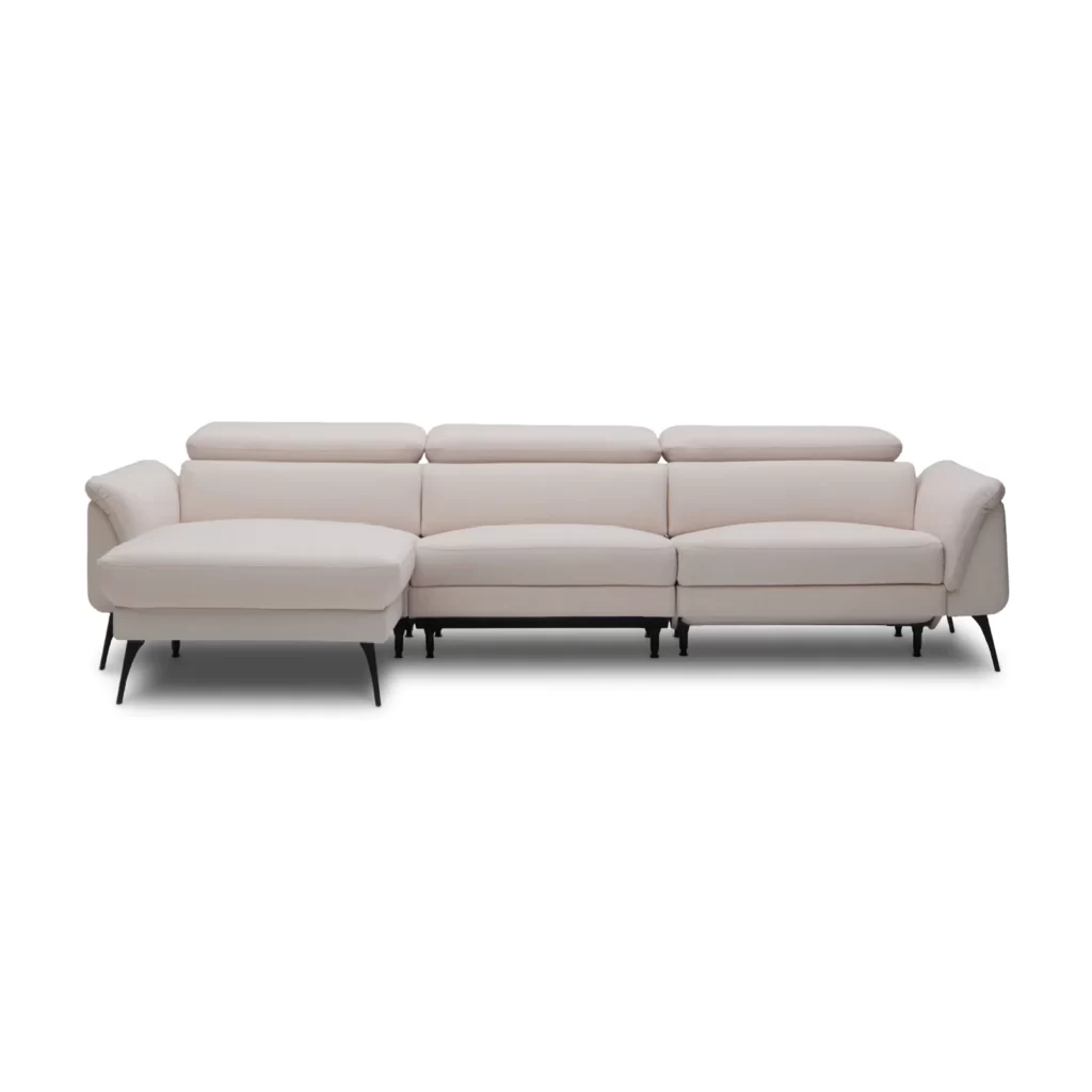 Tebe Corner Sofa Left Beige Maya 02 With Electric Relax Function - Furniture Story Online Store
