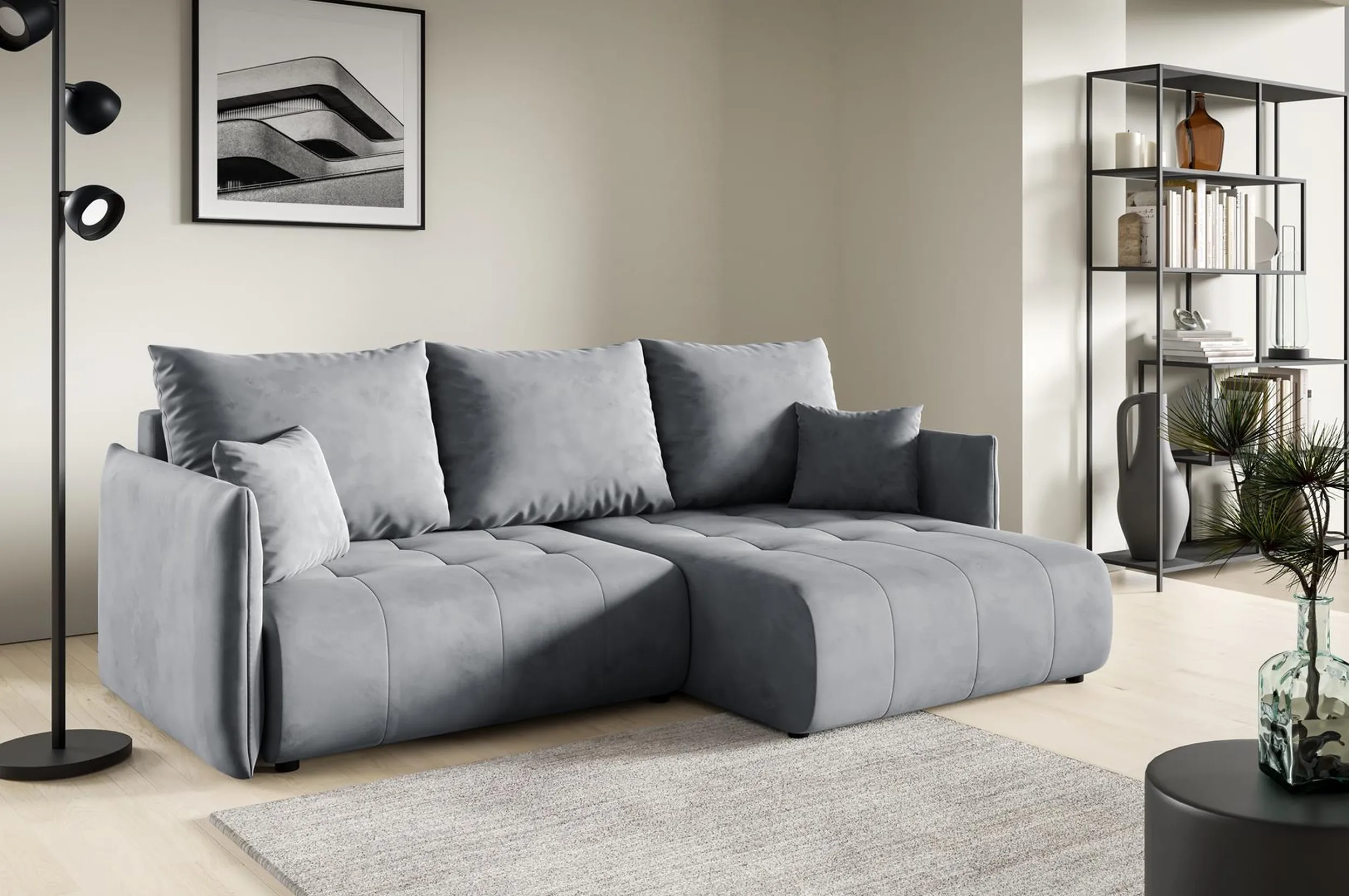 Mini Henry Corner Sofa Bed Right Grey Monolith 85 - Furniture Story ...