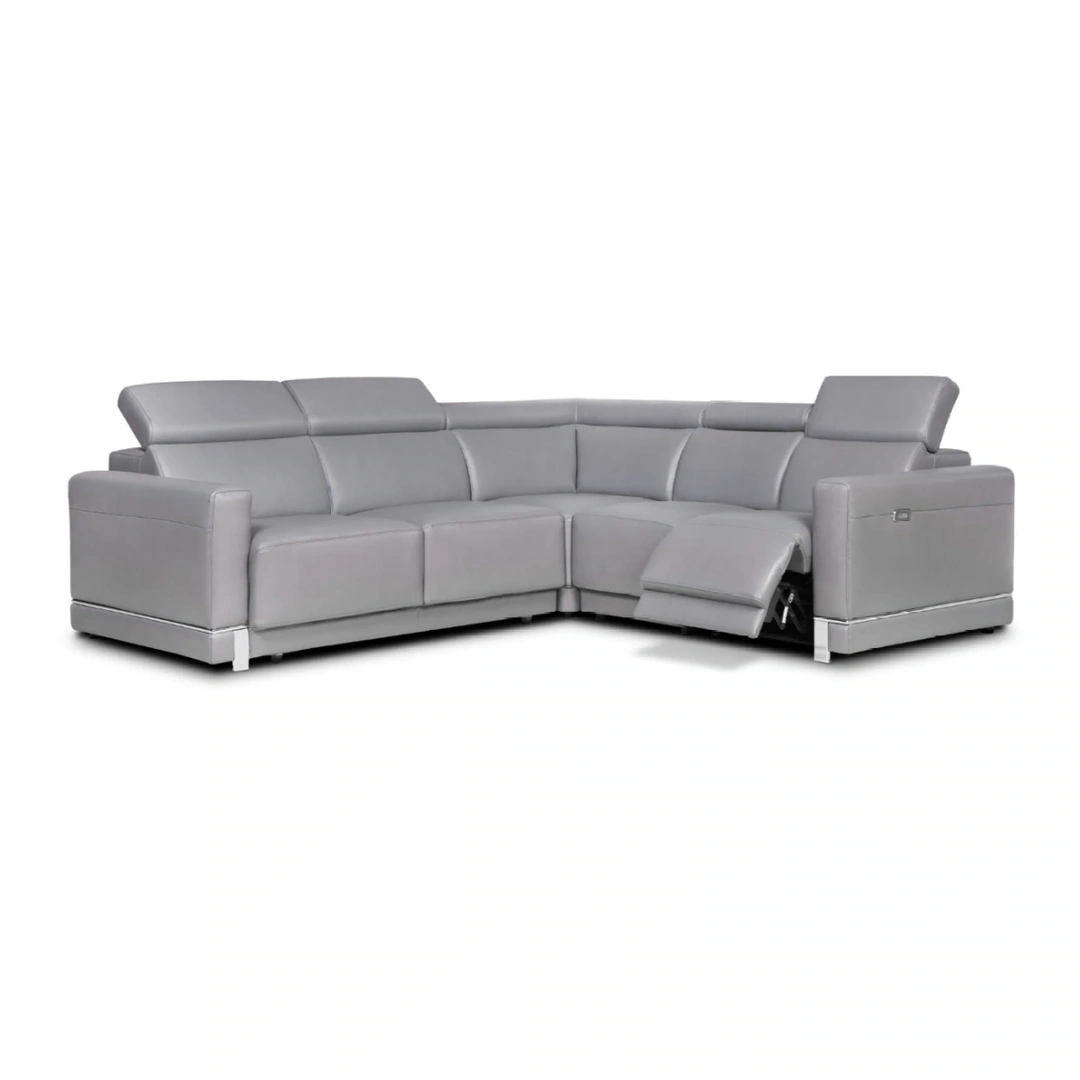Belize Corner Sofa Bed Right Bright Grey Leather SKH 28 - Furniture ...